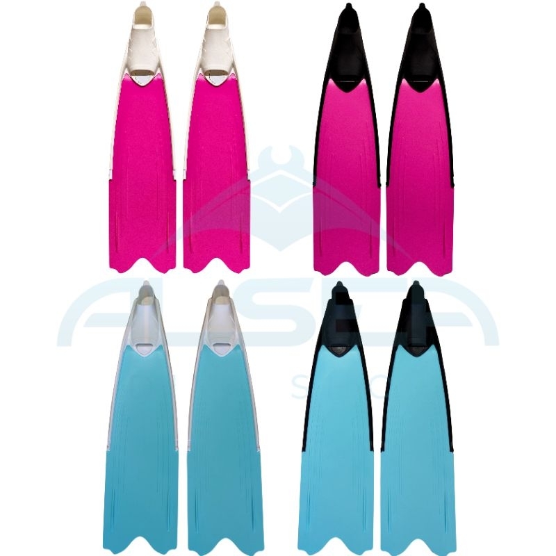 ALSEA Freediving Spearfishing Plastic Long Fins (White/Pink, Black/Pink ...