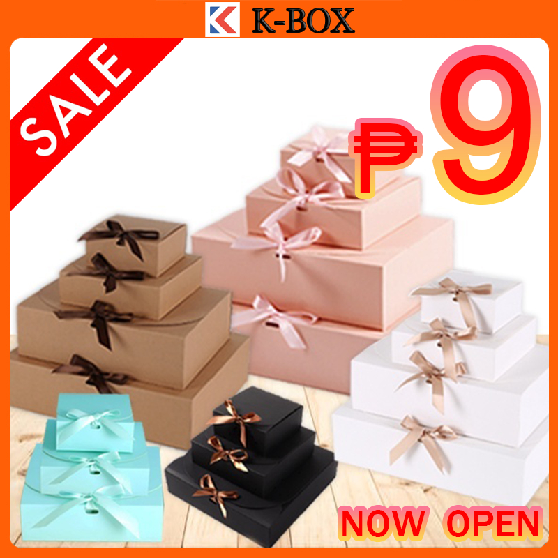 Brown/white Clamshell w/ribbon cardboard pastry gift box bowknot box ...