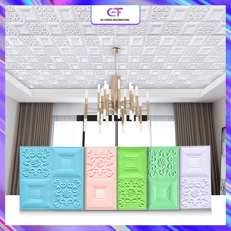 Ceiling Wallpaper Adhesiv Wall Decor 3D Wall Sticker Design Foam Bricks ...