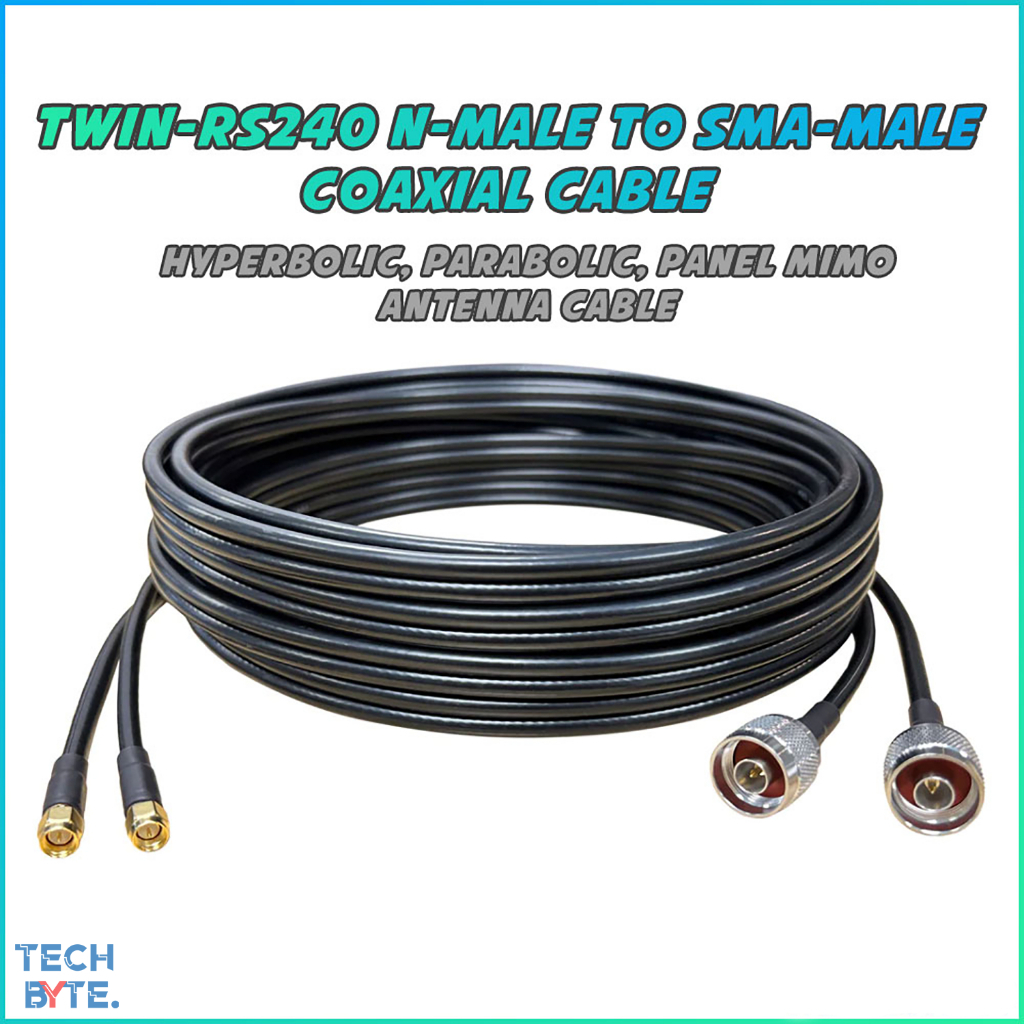 Cable For Hyperbolic, Parabolic, MiMo Antenna Twin-RS240 N-Male to SMA ...