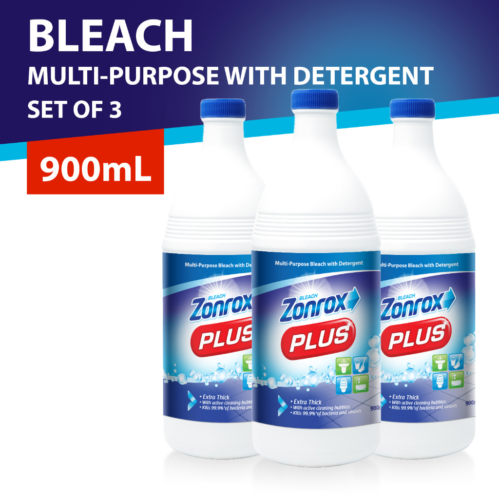 Zonrox Plus Multi-purpose Bleach 900ml x3 | Shopee Philippines