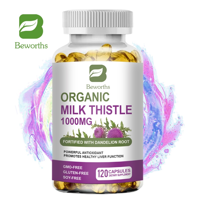 Milk Thistle Capsule 1000mg Silymarin Marianum & Dandelion Root for ...
