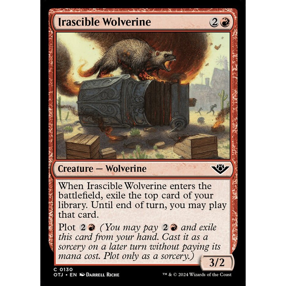 Magic the Gathering - Irascible Wolverine- MTG Red - OTJ - NM (_BKR ...
