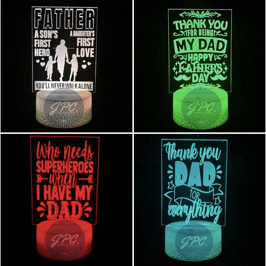 Father / Dad / Father's Day Designs Acrylic 3D Illusion LED Night Lamp ...