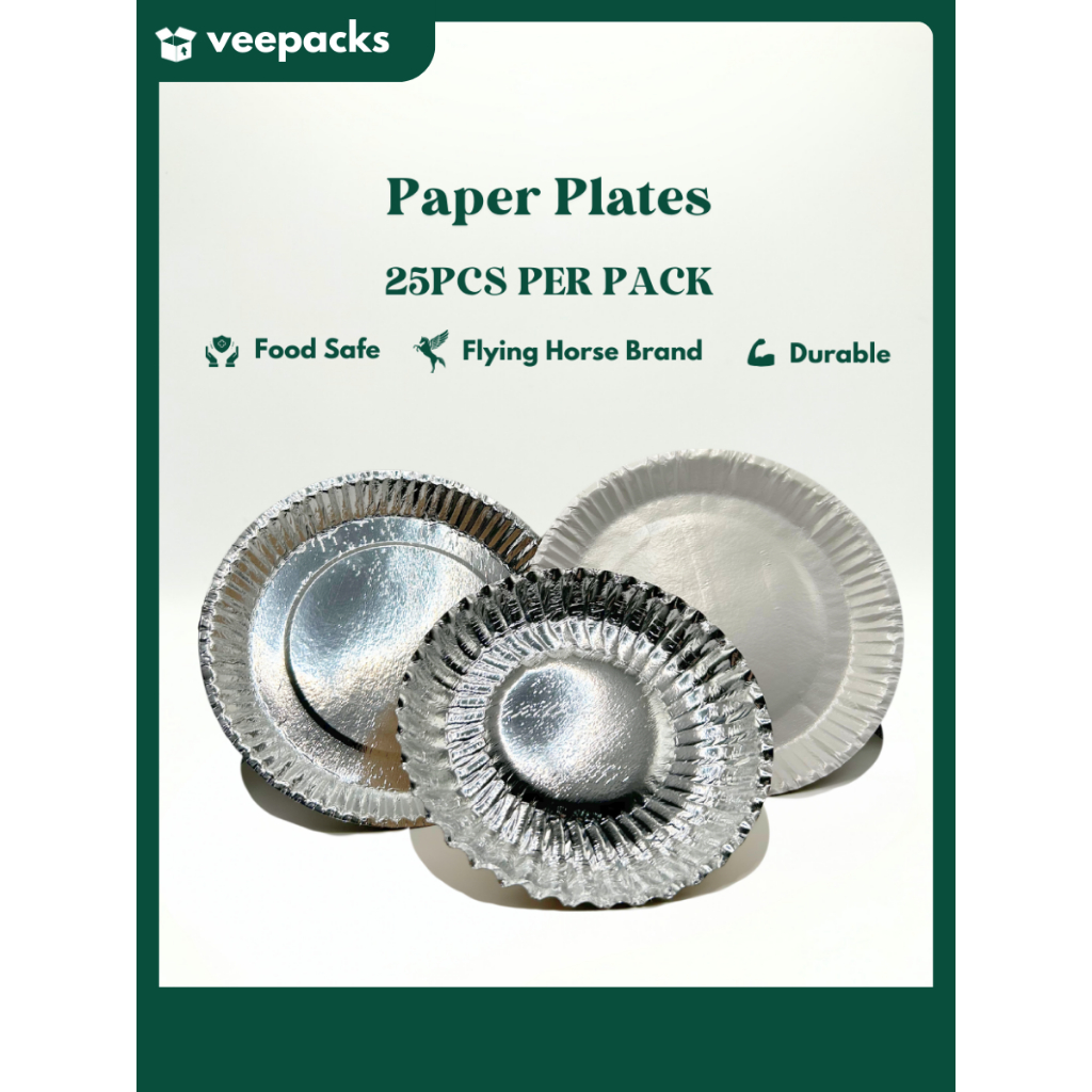 [Bulk Order] 500pcs Paper Plate Laminated and Paper Plate Silver 9inch ...