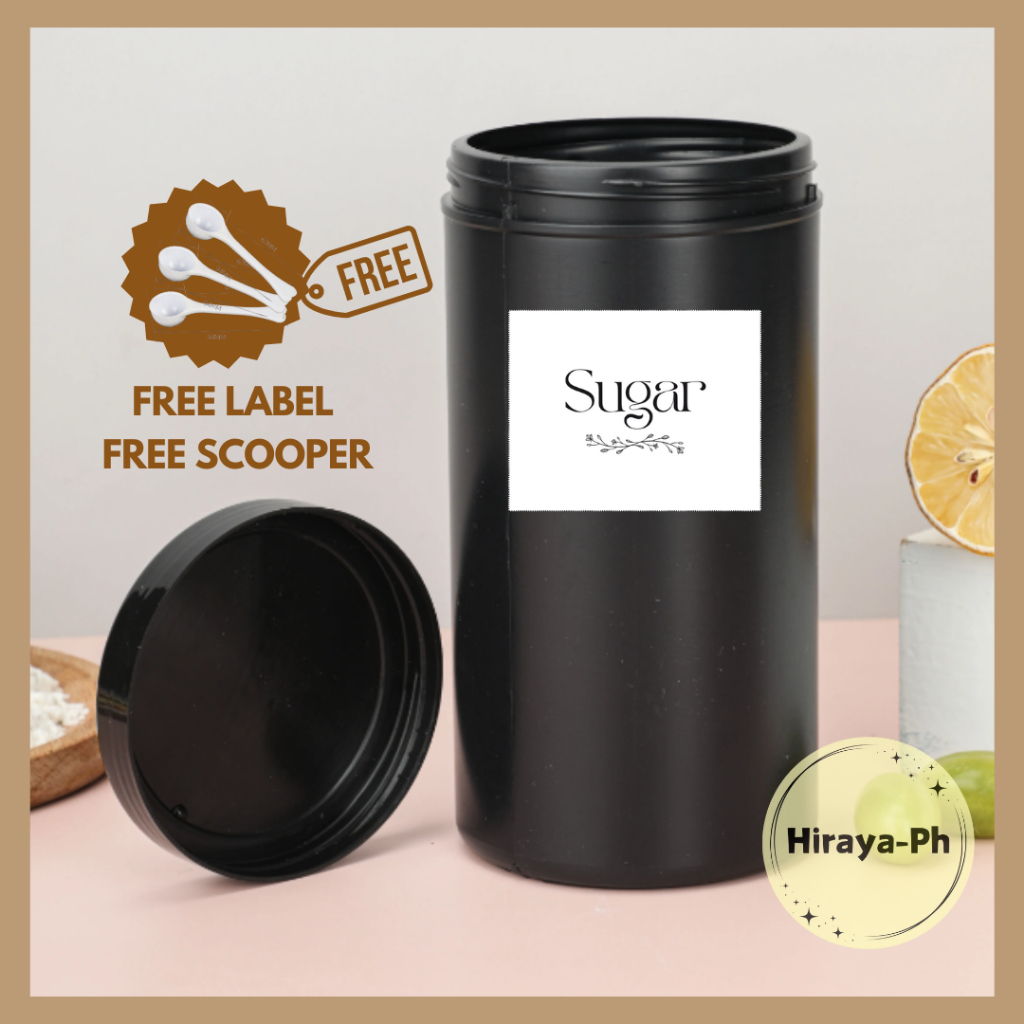 Hiraya Ph Black Plastic Canister Jar 500ml/1000ml for Coffee Sugar ...