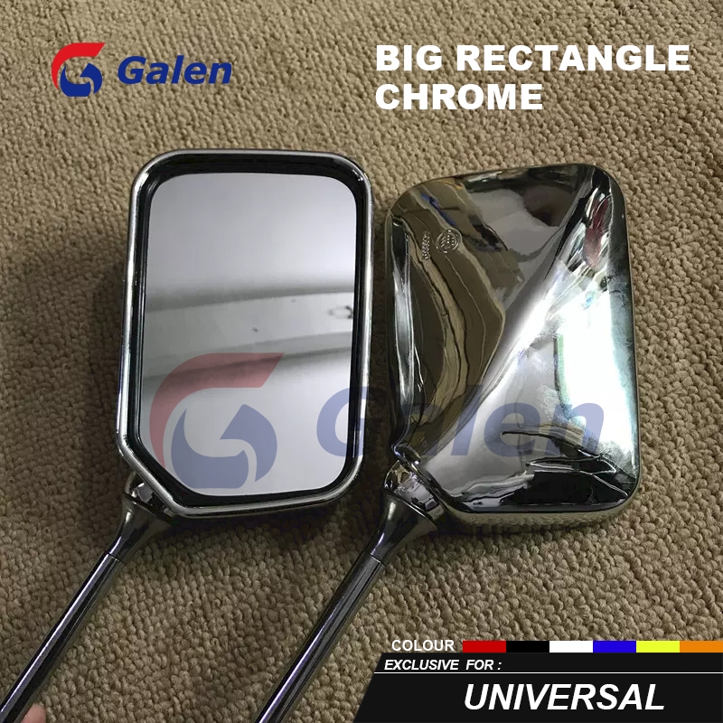 Big rectangle Chrome Motorcycle Side Mirrors High Gloss Electroplated ...
