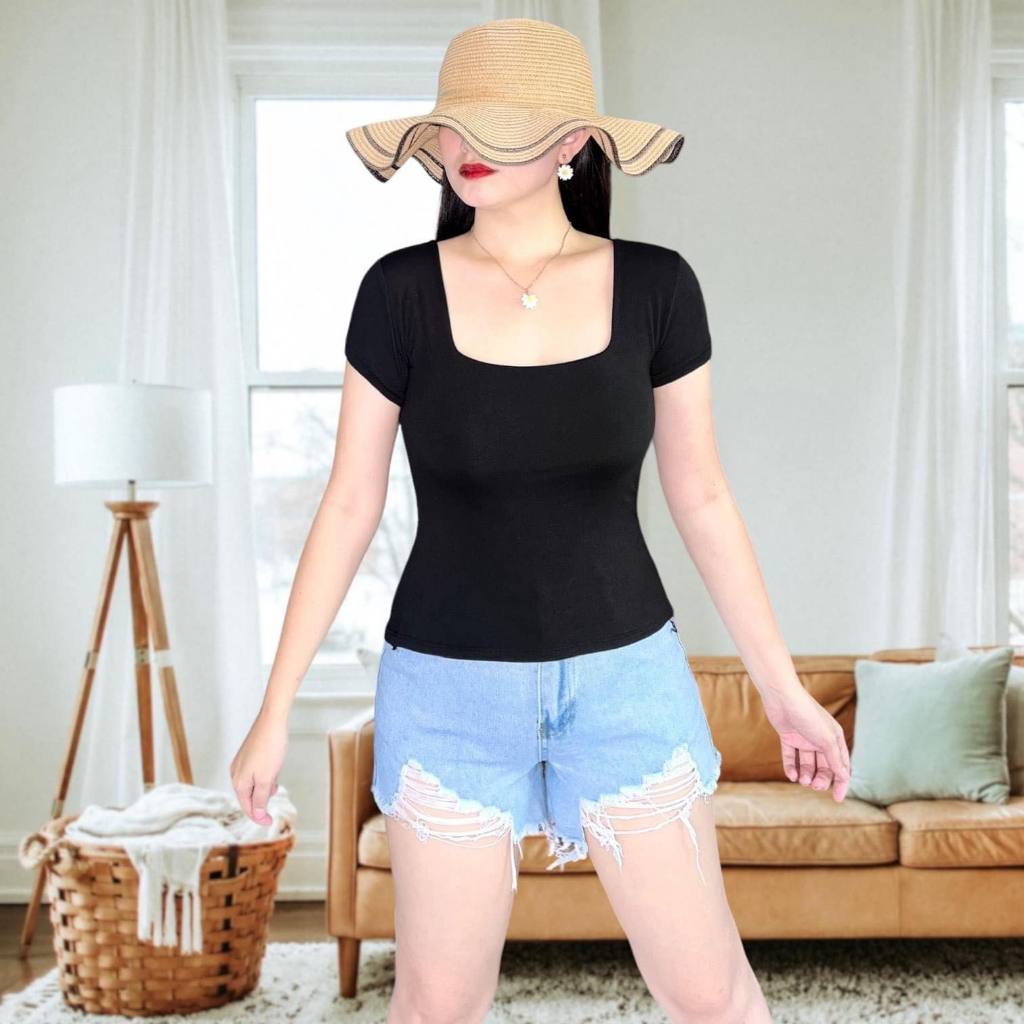 DOUBLE LINING SQUARENECK CROPTOP NEW ARRIVAL FIT SMALL TO LARGE ...