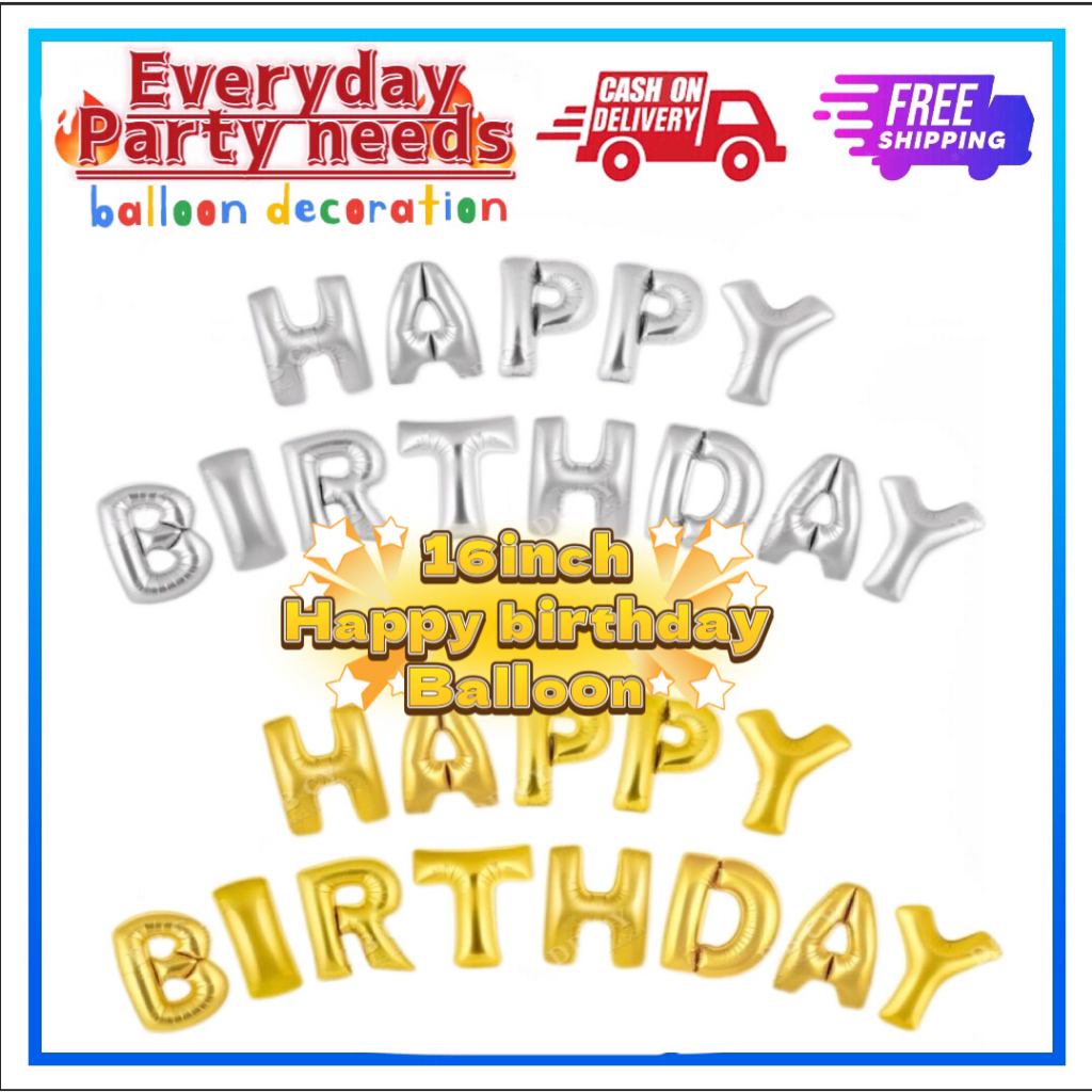 16inches happy birthday foil set balloon for birthday partyneeds ...