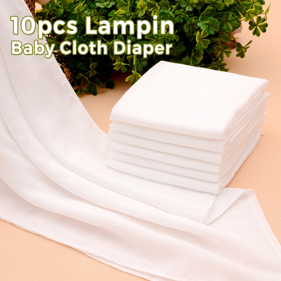 10 pieces Lampin Cloth Diaper for Newborn Babies Infant Towel Wrap ...