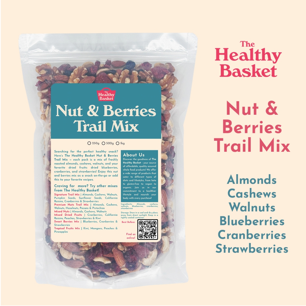 Healthy Basket Nut & Berries Trail Mix (Almonds, Cashew, Walnuts, Dried ...