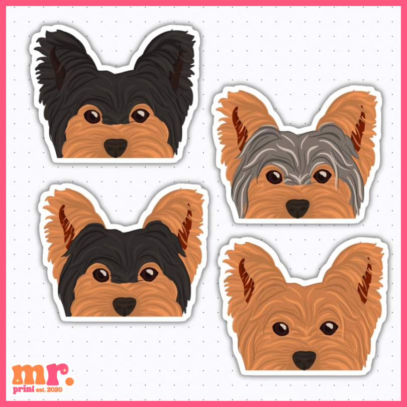 YORKIE PEEKER STICKERS | CUTE YORKSHIRE DOG LOVER | WATERPROOF STICKER ...
