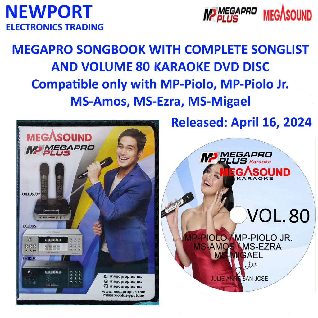 Volume 80: Megapro Plus MP-100NS Piolo CD and Megapro Plus Songbook with Complete Song List ...