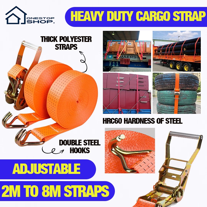 Heavy Duty Cargo Strap Lashing Ratchet Strap Strong Luggage Adjustable ...