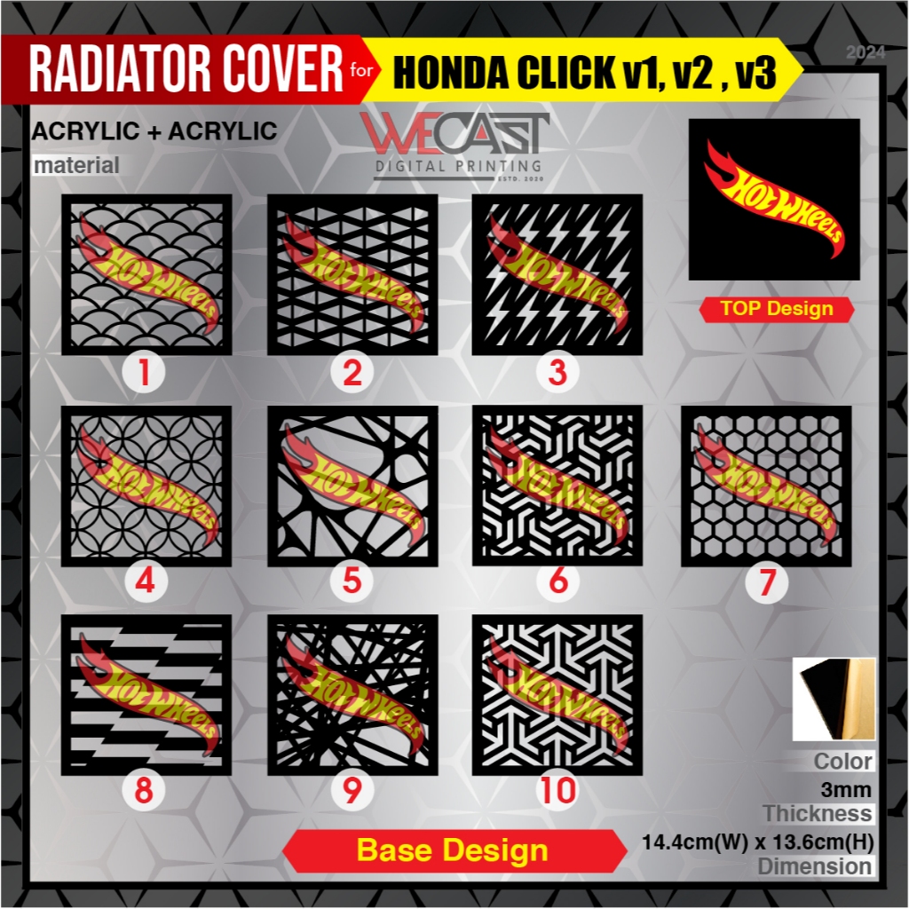 HONDA CLICK V1 V2 V3 RADIATOR COVER HIGH QUALITY ACRYLIC WITH ACRYLIC ...