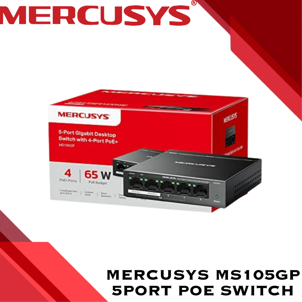 MERCUSYS MS105GP 5-Port Gigabit Desktop Switch with 4-Port PoE+ ...