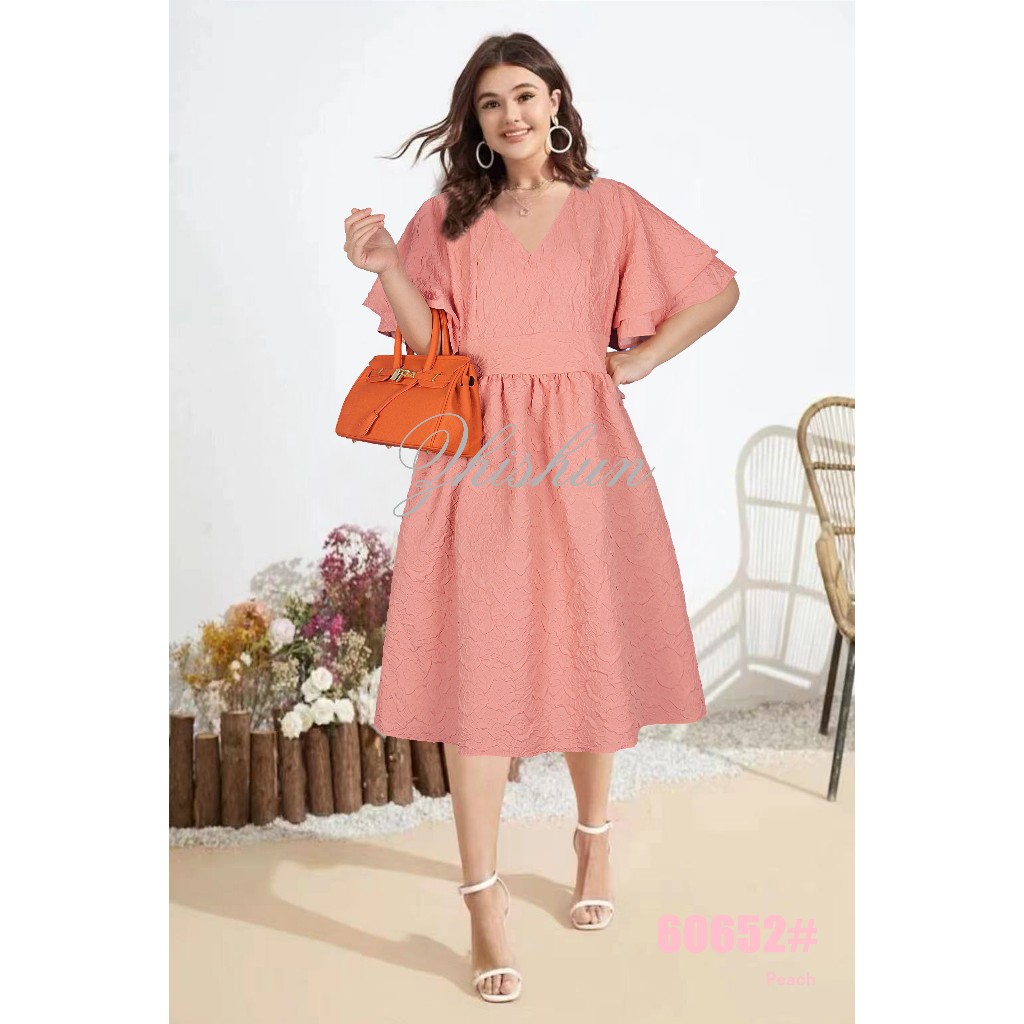 Raffle Sleeves Garterized Waist Bodydoll Dress 60652 | Shopee Philippines