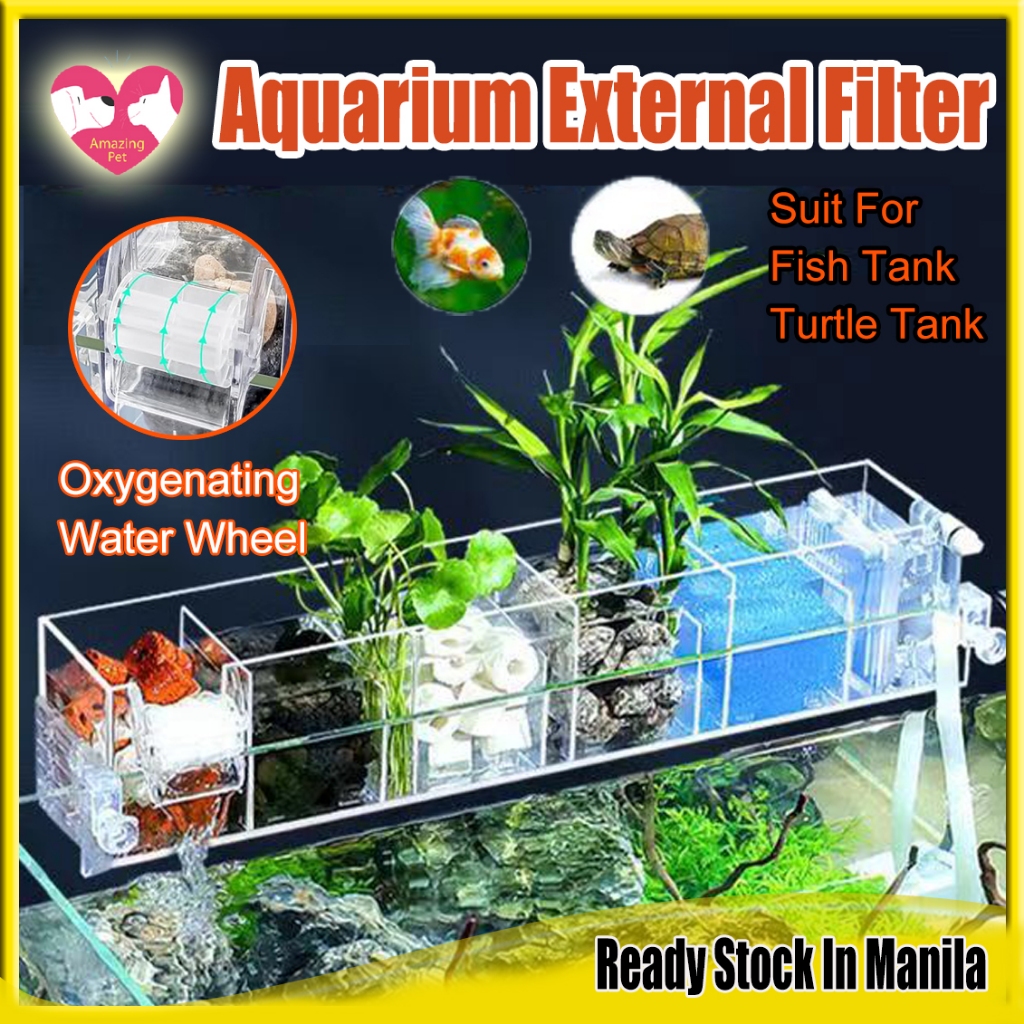 2-6 Grids Aquarium Filter Box Fish Tank Filter Box With Water Pump, Low ...