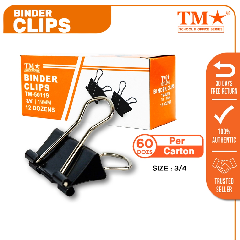 TM 60 Dozens Binder Clips 3/4 Inches (TM-50119) | Shopee Philippines