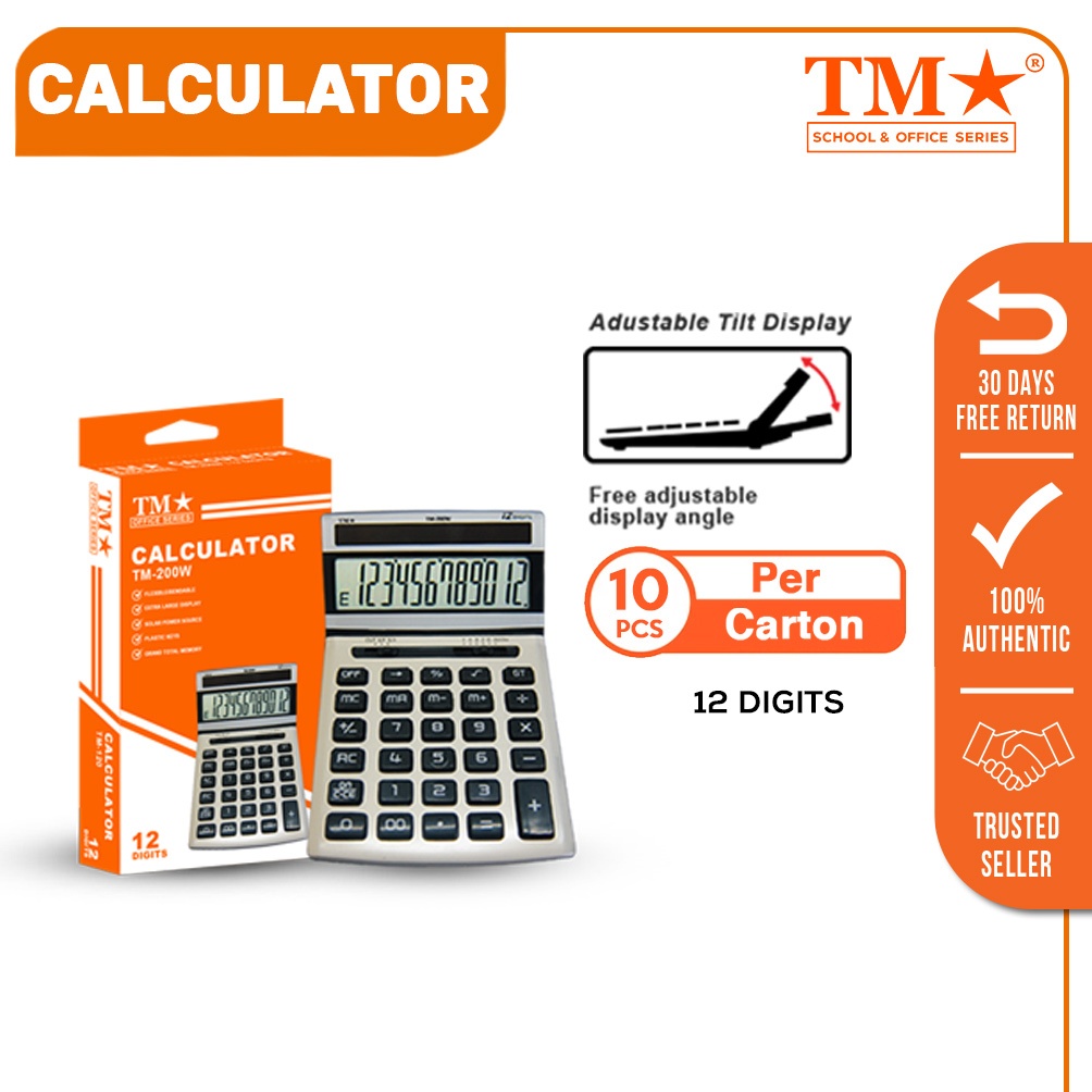 TM 10 pcs Calculator Adjustable Tilt Display 12 Digits (TM-200W ...