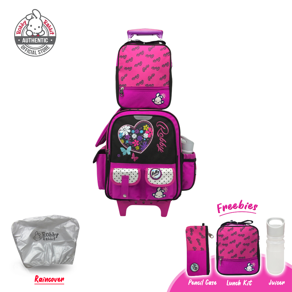 Robby Rabbit Rainbow Butterfly Soft Trolley 14" (Floral, Butterfly ...