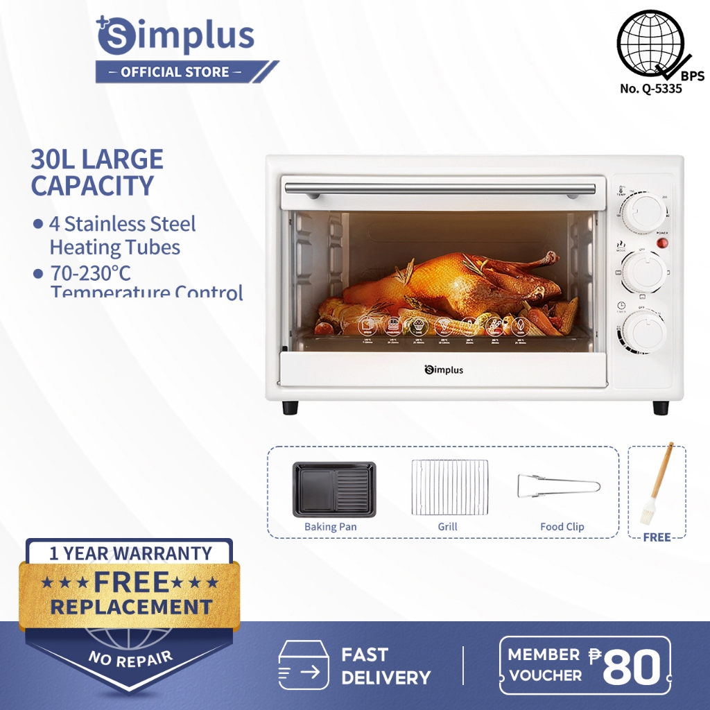 Simplus 30L Large Capacity Electric Oven 3 Knobs Design Bread Baking ...