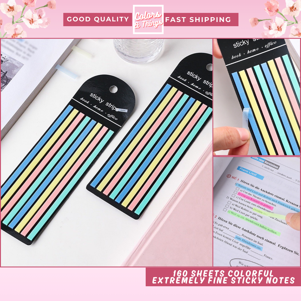 160 Sheets Colorful Sticky Notes Translucent Fluorescent & Pastel Index ...