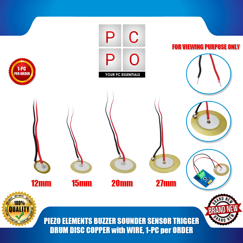PC PO PIEZO ELEMENTS BUZZER SOUNDER SENSOR TRIGGER DRUM DISC COPPER ...