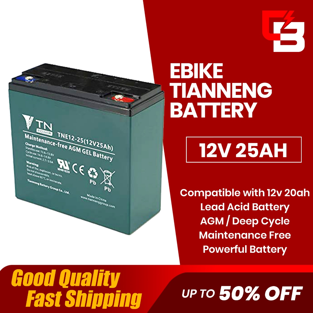 1 pc. 12v 25ah TNE12-25 Compatible with 12v 20.3ah 6-DZF-20 Ebike ...