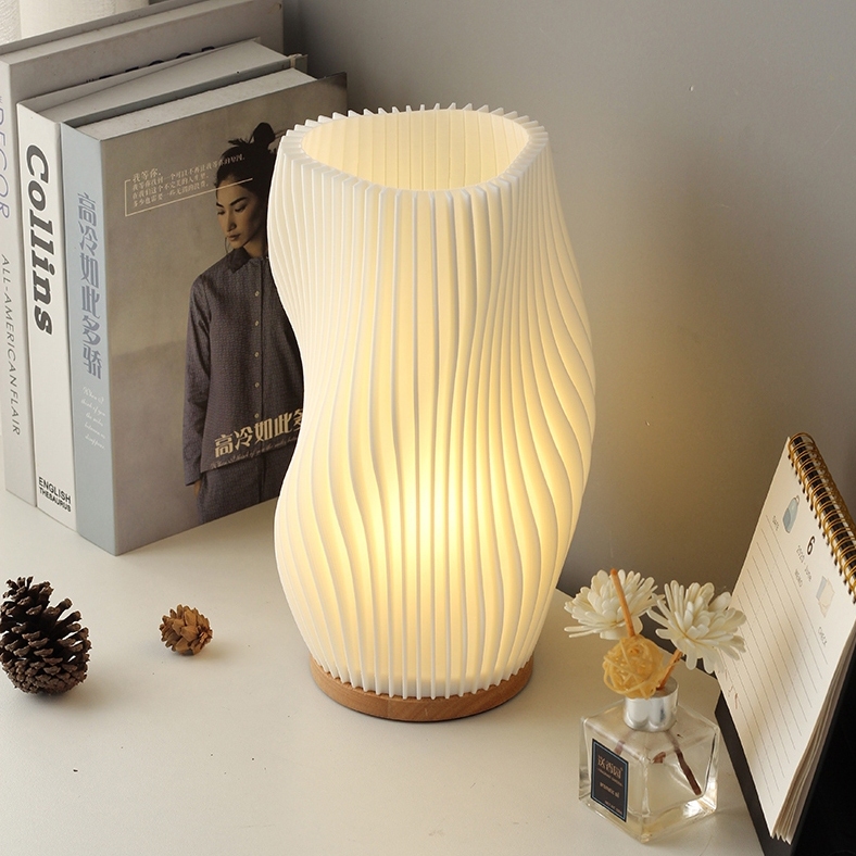 [Gift Box]B&G Table Lamp INS Minimalist LED Desk Lamp Dimmable Wood ...