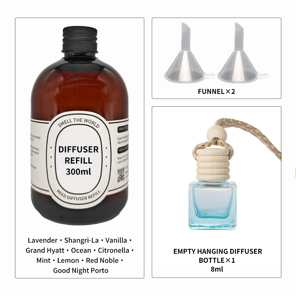 12StarSigns Reed Diffuser Refill 300ml 100% Pure Oil Based Home Fragrance Air Freshener Bathroom ...