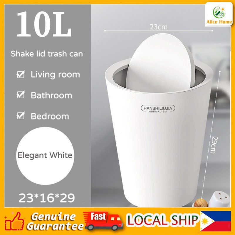 ALICE 10L Kitchen and Bathroom Shake Lid Trash Nordic Style Shake Lid ...