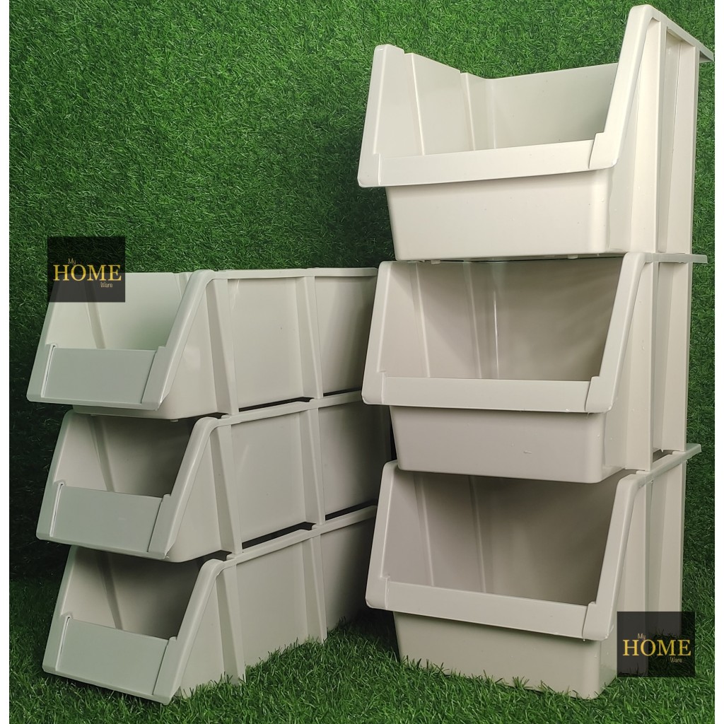 STACKABLE ORGANIZERS / STORAGE BINS 3PCS WHITE ONLY Durable and large ...