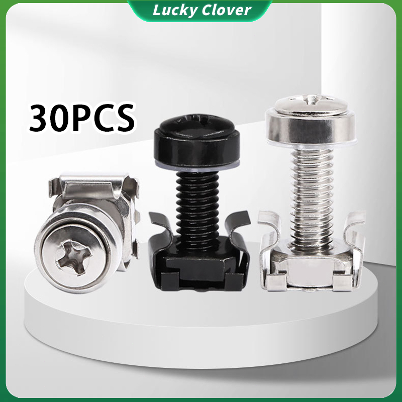 30Pcs M6x16mm Rack Mount Screw Kit Network Server Shelves Cabinet Cage ...