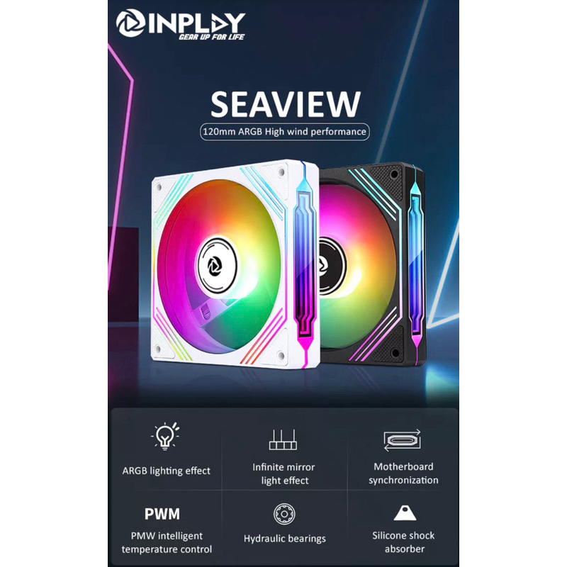 Black Inplay Seaview X3 120MM RGB Case Fan 6Pin Silent Computer Fan ...