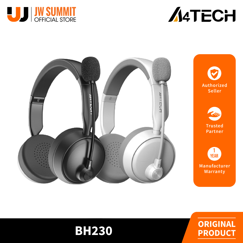 A4Tech BH230 Black/White Bluetooth v5.3 Advanced Noise Cancelling ...