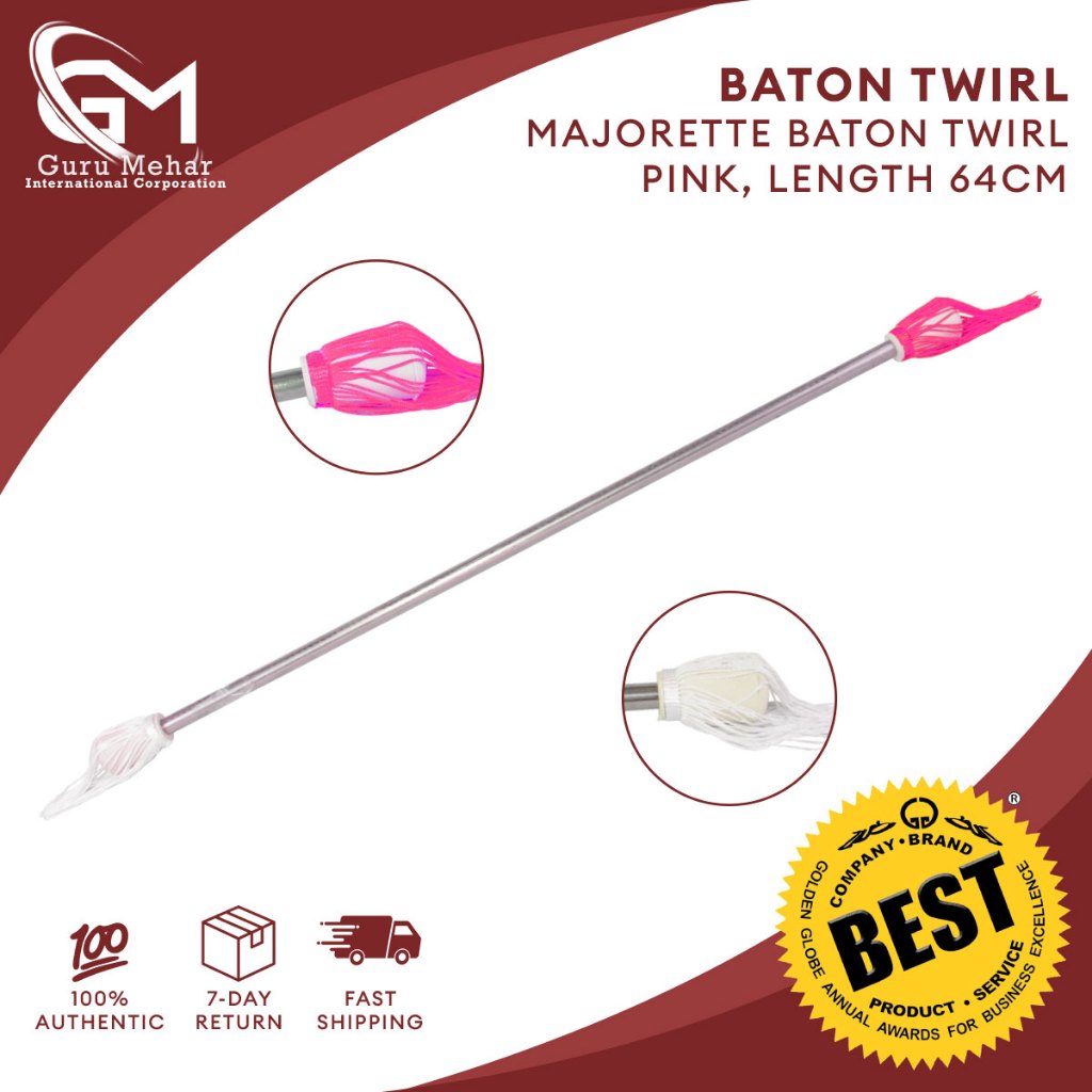 Pink Twirling Baton for Majorette Aluminum Handle Length White Tip with ...