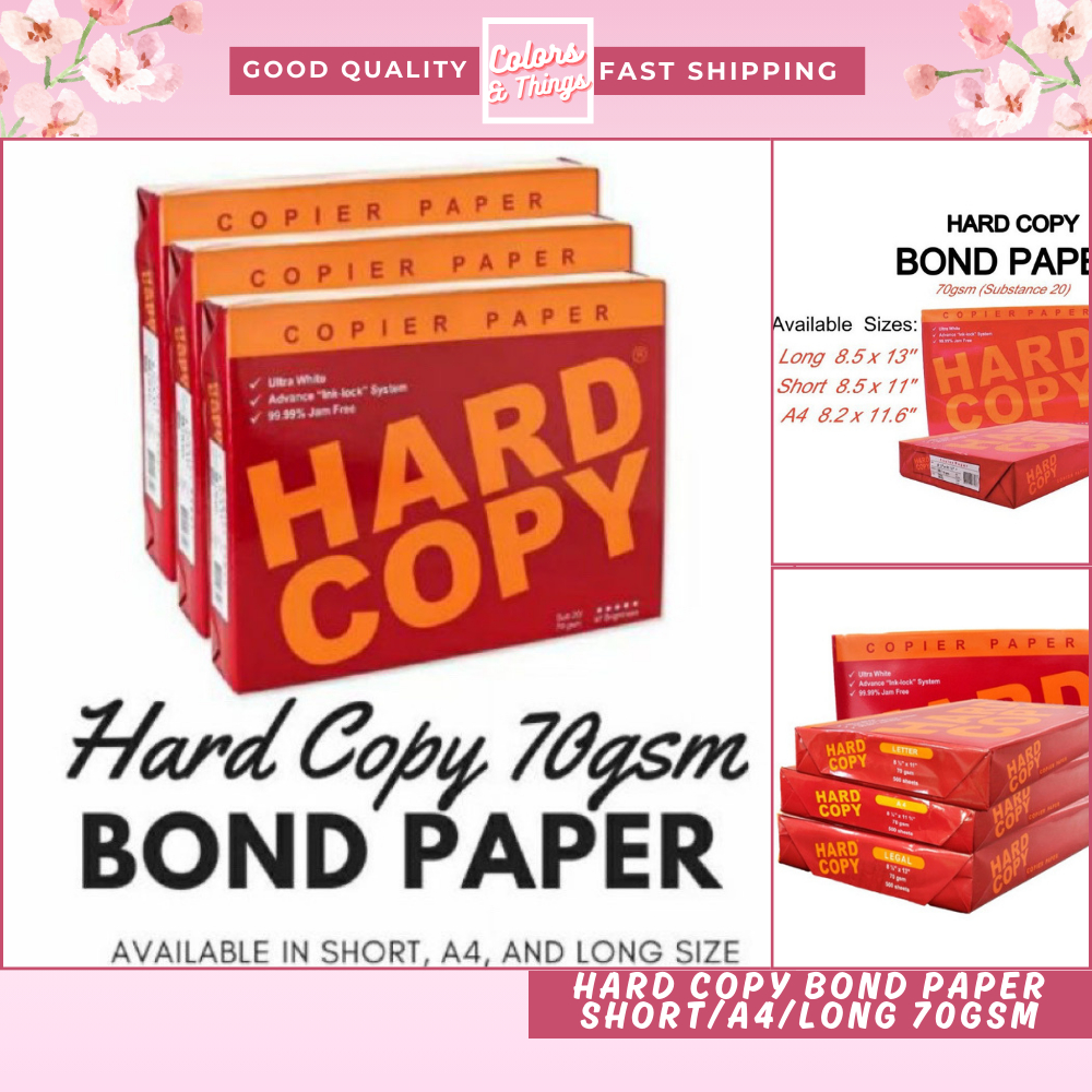 Colorsandthings Hard Copy Bond Paper Short/A4/Long 70gsm 500 Sheets ...