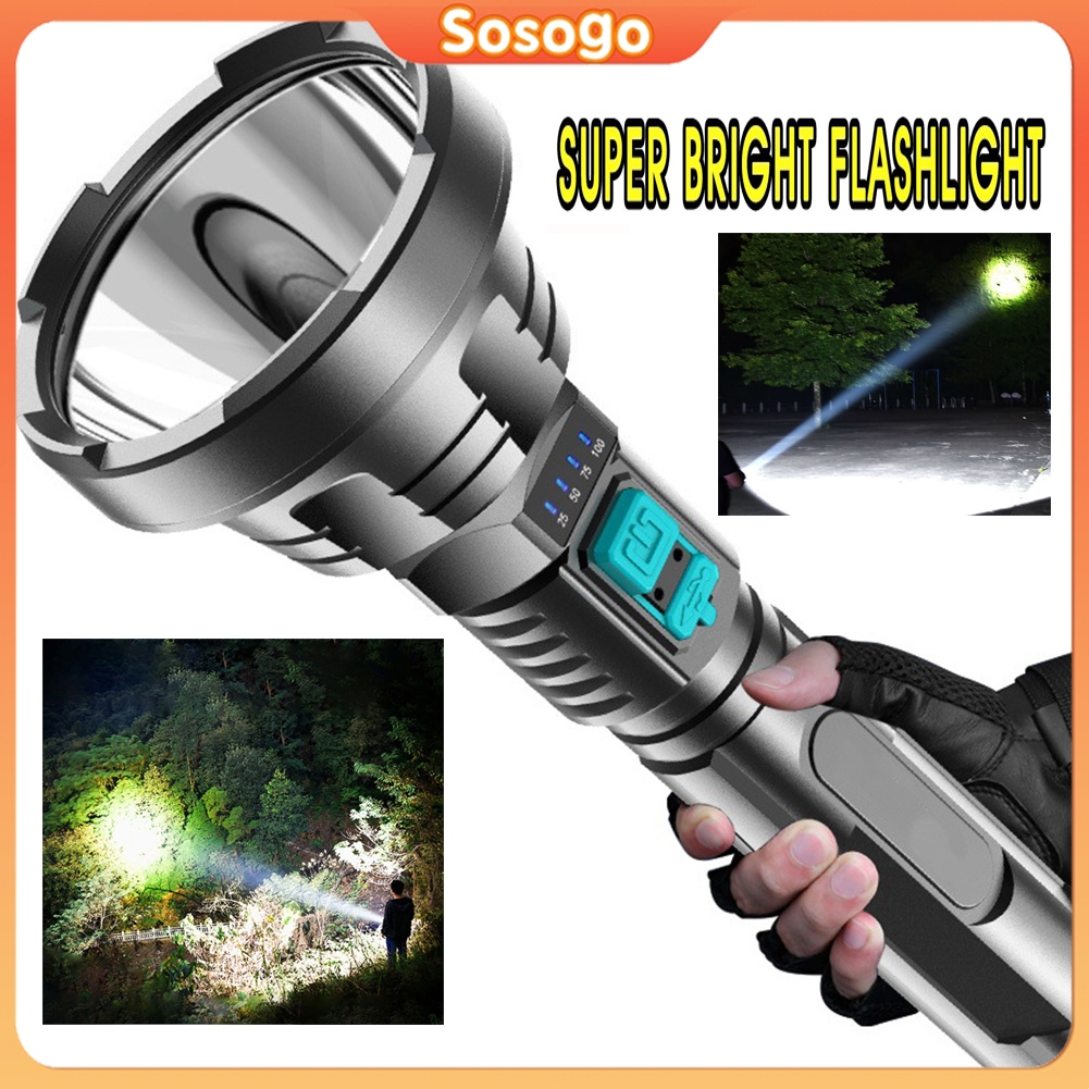 LED Searchlight Spotlight Big Beam LongRange Flashlight USBRechargeable ...