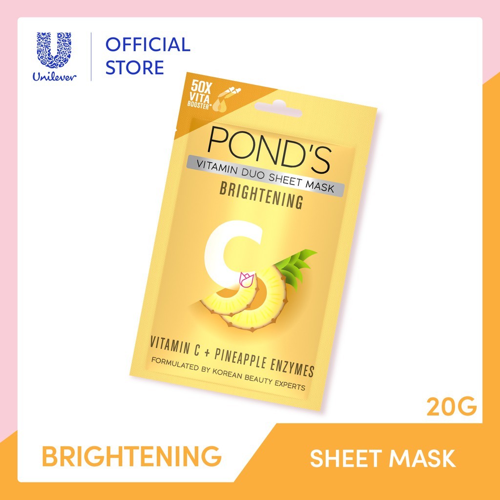 POND'S Vitamin Duo Sheet Mask Brightening Pineapple and Vitamin C 20g ...