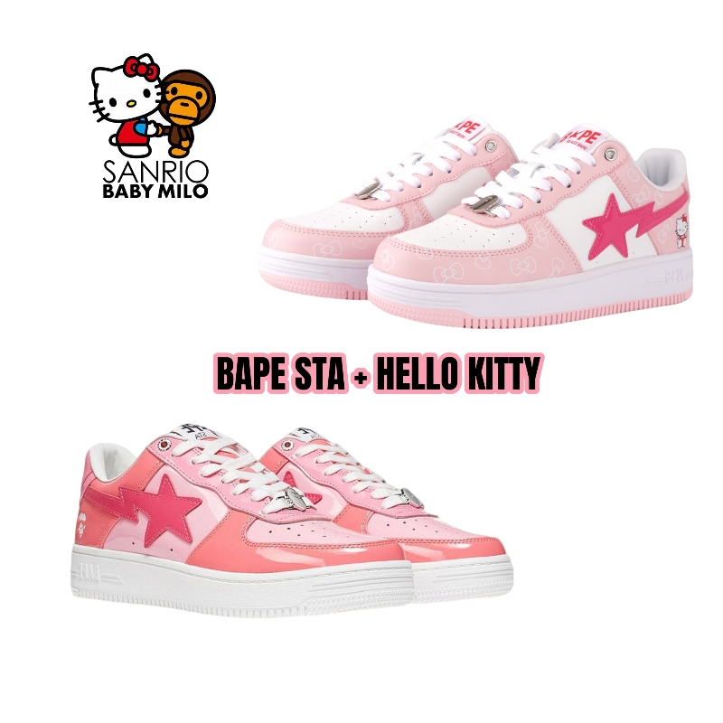Bape Sta & Hello Kitty Women Shoes Casual Cute Shoes for Women Glossy ...