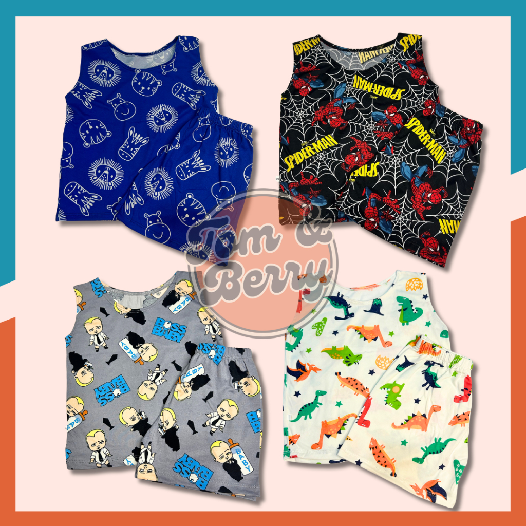 Tom & berry | Assorted Boy Kids Terno Sando Short kid damit clothes ...