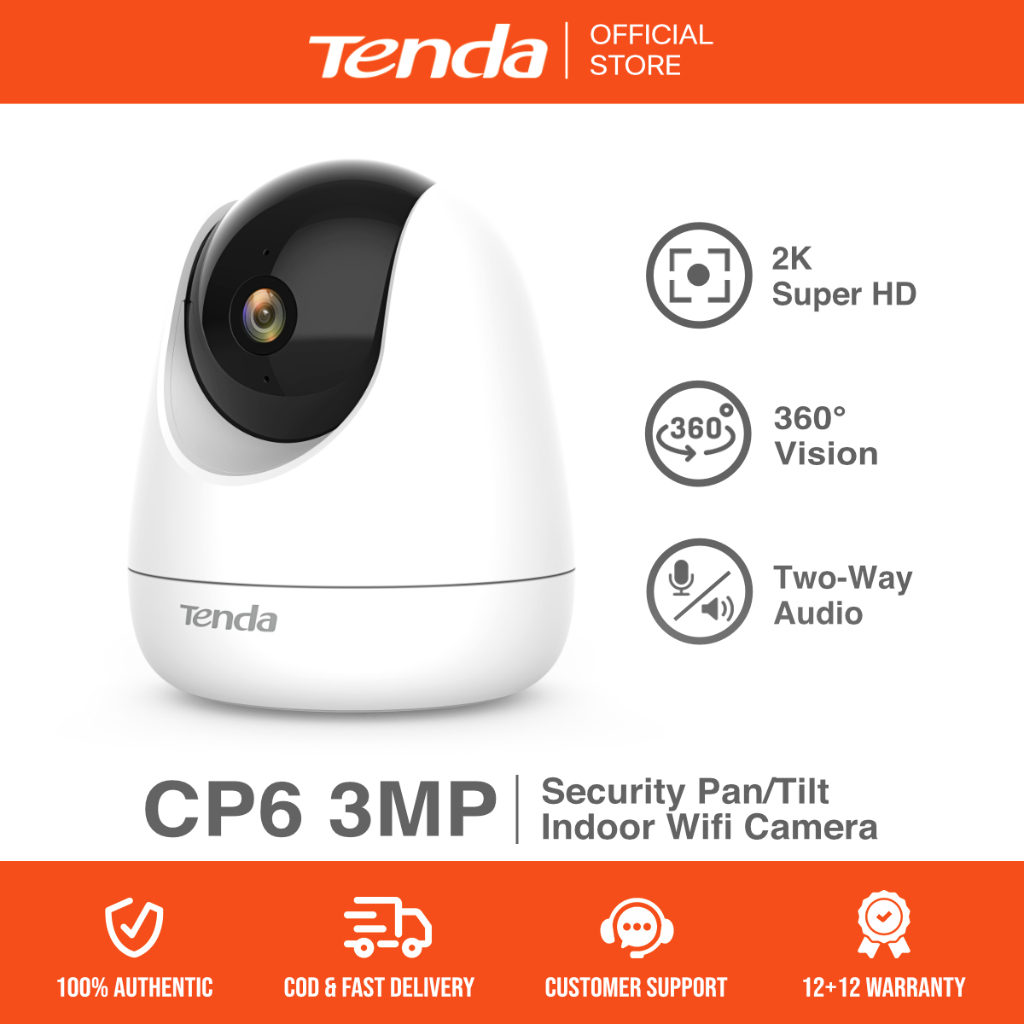 Tenda CP6 2K 3MP Indoor Pan Tilt Wifi Camera for Home Security ...
