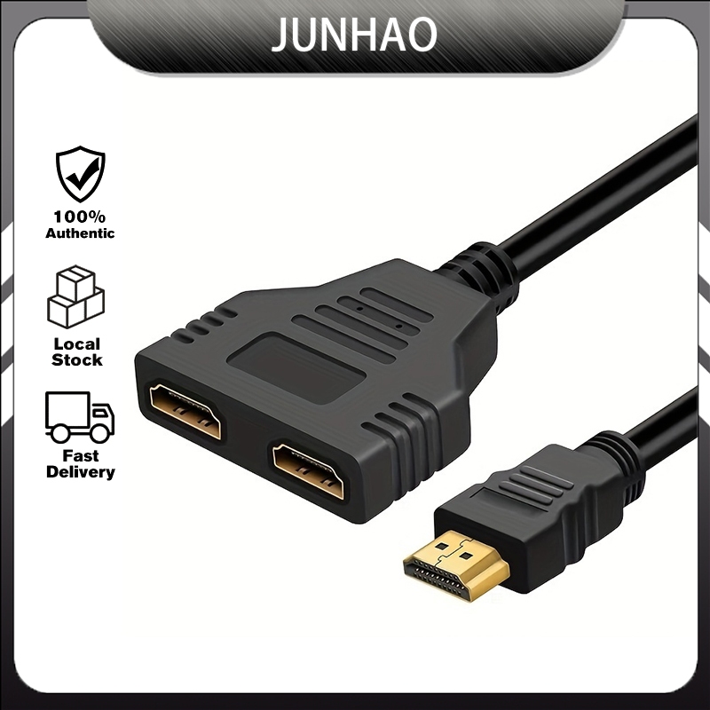 HDMI Splitter Adapter Cable 1 Male To Dual HDMI Female 4K 3D Y Splitter ...