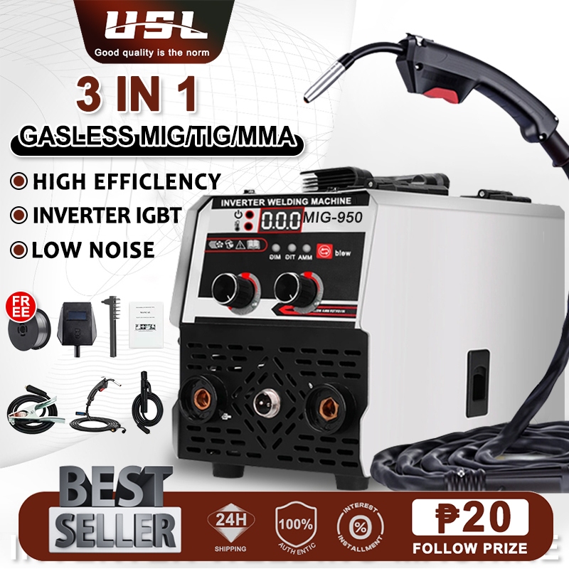 Welding Machine Portable TIG/MIG+MMA 3 IN 1 Gasless Welder IGBT ...