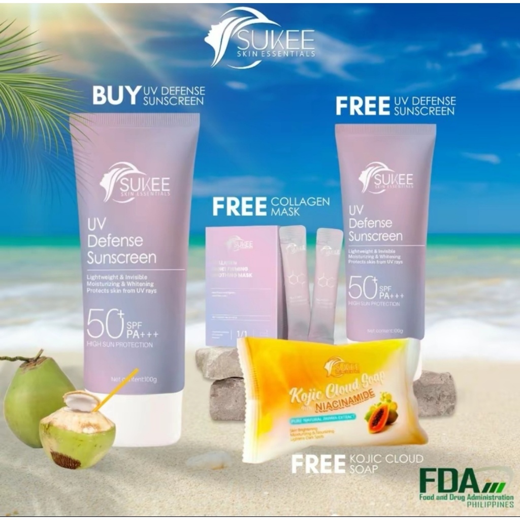 [BUY 1 TAKE 3] Sukee Uy Defense Sunscreen + Collagen Firming Mask ...