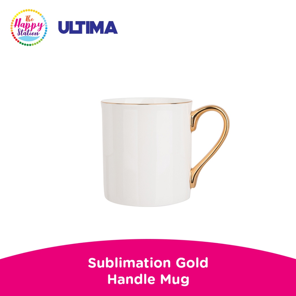 ULTIMA | Sublimation Gold Rim and Handle Bone China Mug, 10oz/300ml ...