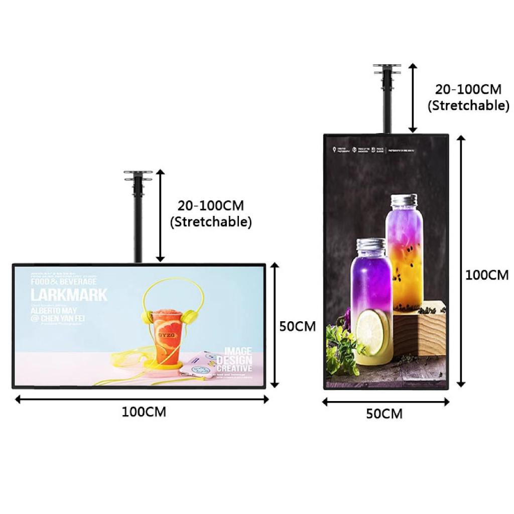 LED billboard display With telescopic boom hanging menu board display ...