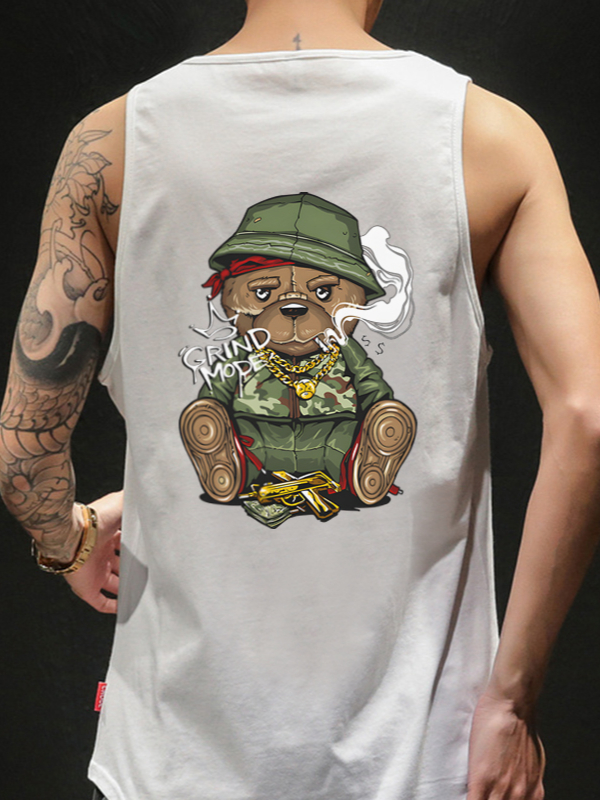 Oversized Sando Men's Pure Cotton Anime Sleeveless White T-Shirt Sports ...