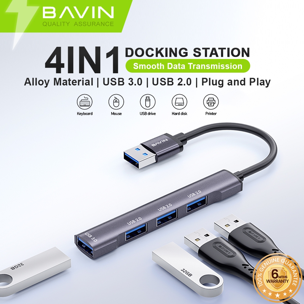 BAVIN H20 4 in 1 Multi-Functional USB Docking Station HUB Adapter ...
